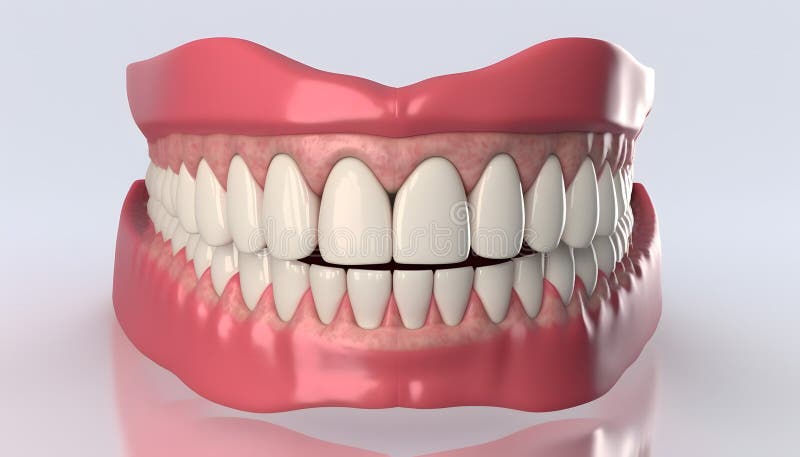 3d of a Denture Showing All Teeth, Generative Ai Stock Illustration ...