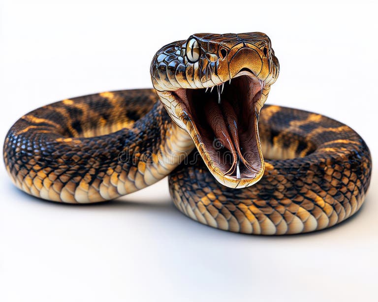 A 3D Depiction of a Large Golden Python Snake, Isolated on a White ...