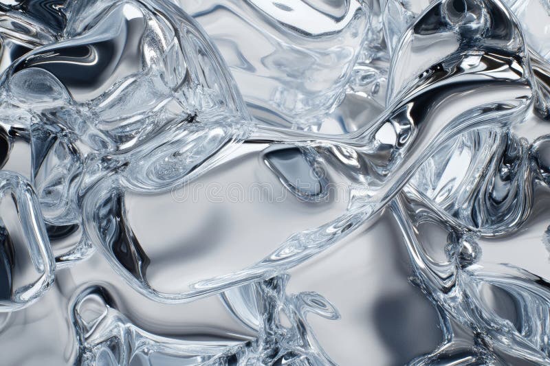 A 3D Depiction of a Reflective, Metallic Chrome Background with a Fluid ...