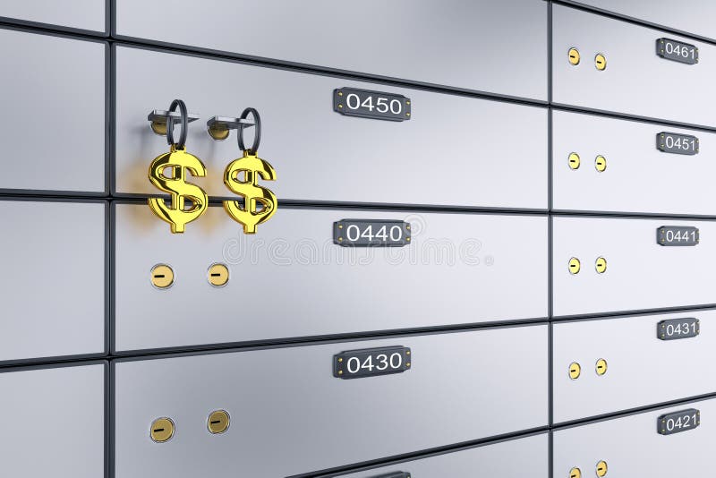 3D Deposit Boxes with Key. Safe Lockers Stock Illustration ...