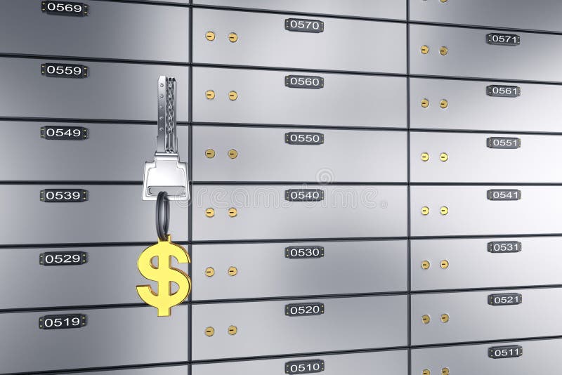 3D Deposit Boxes with Key. Safe Lockers Stock Illustration ...