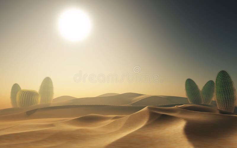 3D desert scene with cacti stock illustration. Illustration of ...