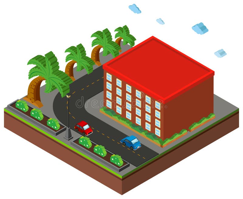 3D Design for Big Building on the Corner Stock Vector - Illustration of ...