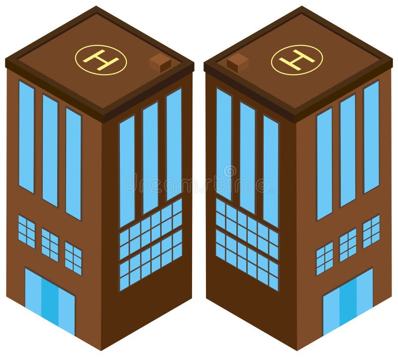 3D Design for Big Building with Helipad Stock Vector - Illustration of ...