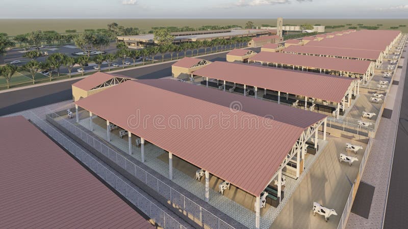 3D Design Cattle Slaughterhouse Using Lumion – Front Elevation Stock ...