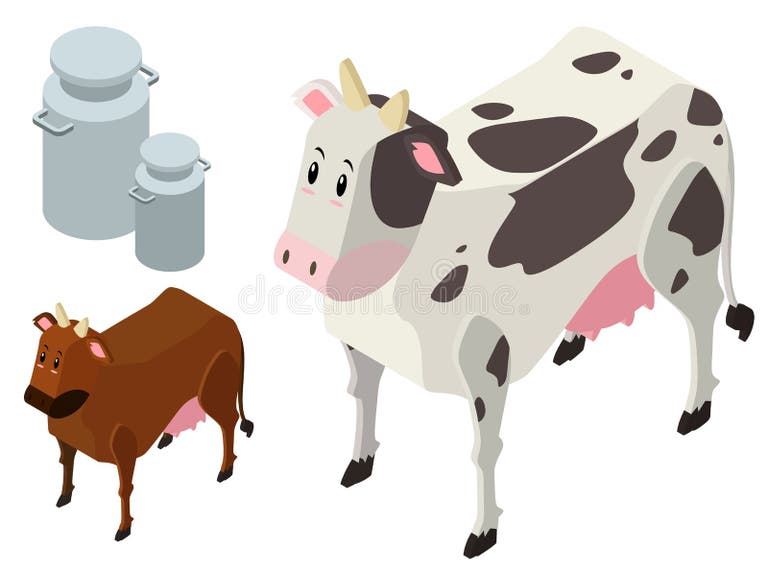 3D Design for Cows and Milk Tanks Stock Vector - Illustration of ...