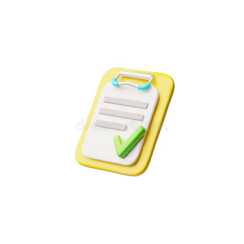 3D Design of Folder with Checklist and Green Check Mark. Project or ...
