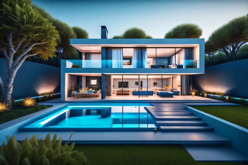3D Design Futuristic Modern House Generative Ai Stock Illustration ...
