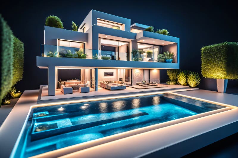 3D Design Futuristic Modern House Generative Ai Stock Illustration ...