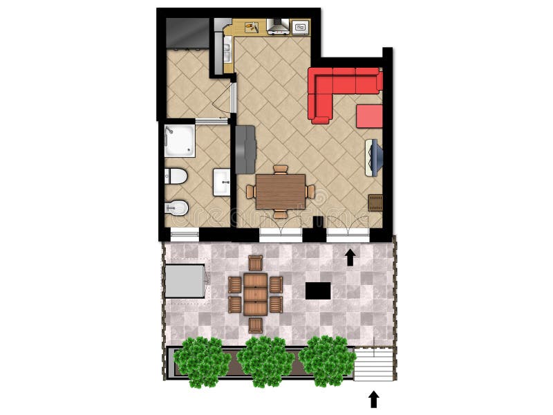 Color Floor Plan. Illustration Floor Plan Stock Illustration ...