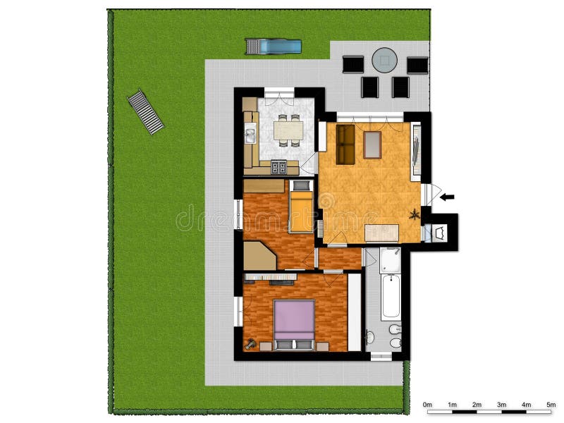 2d Floor Plan. Black&white Floor Plan. Stock Illustration ...