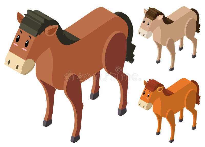 3D Design for Horses in Three Colors Stock Vector - Illustration of ...