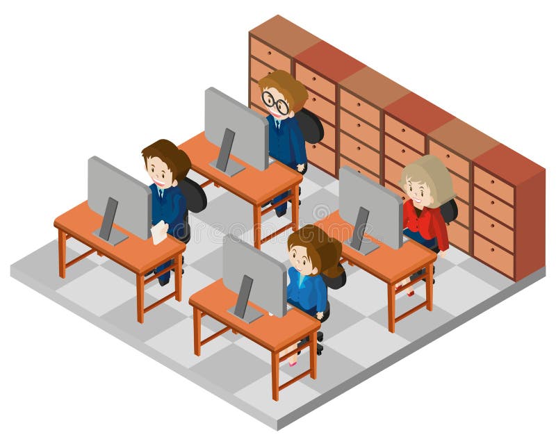3D Design for Office Workers Working in Office Stock Vector ...