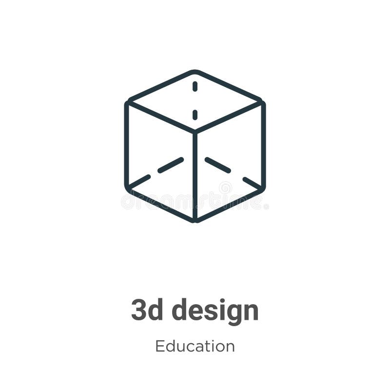 3d Design Outline Vector Icon. Thin Line Black 3d Design Icon, Flat ...