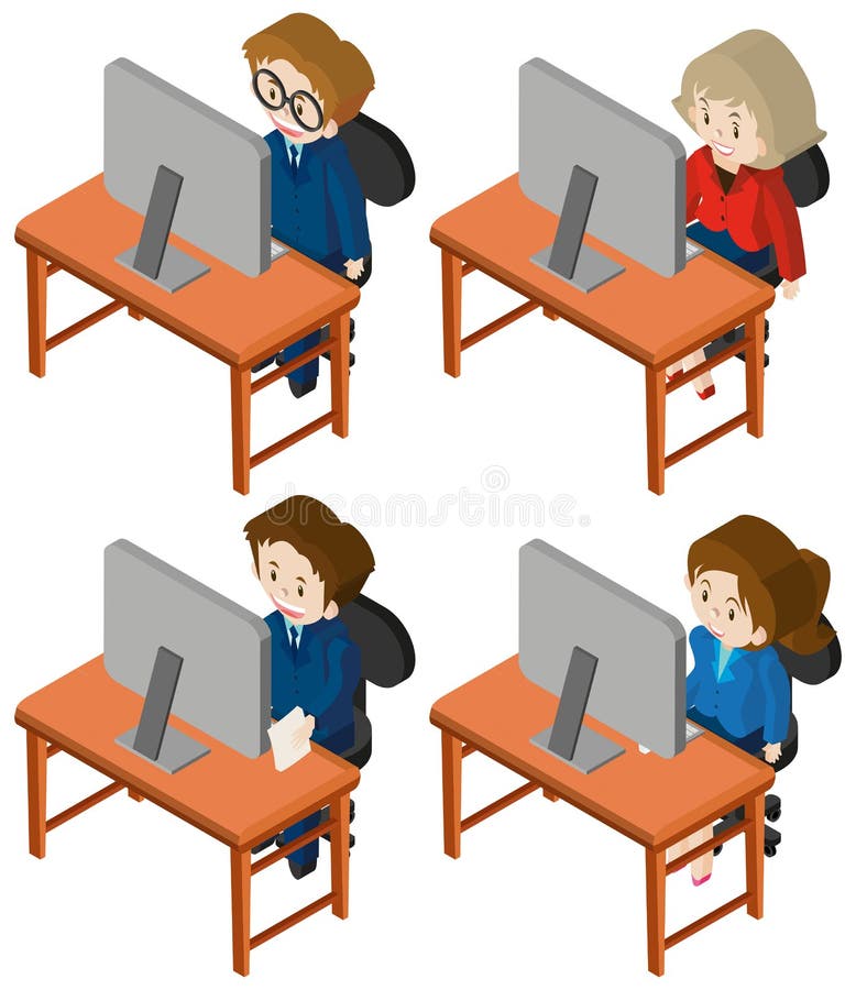 3D Design for People Working on Computer Stock Vector - Illustration of ...