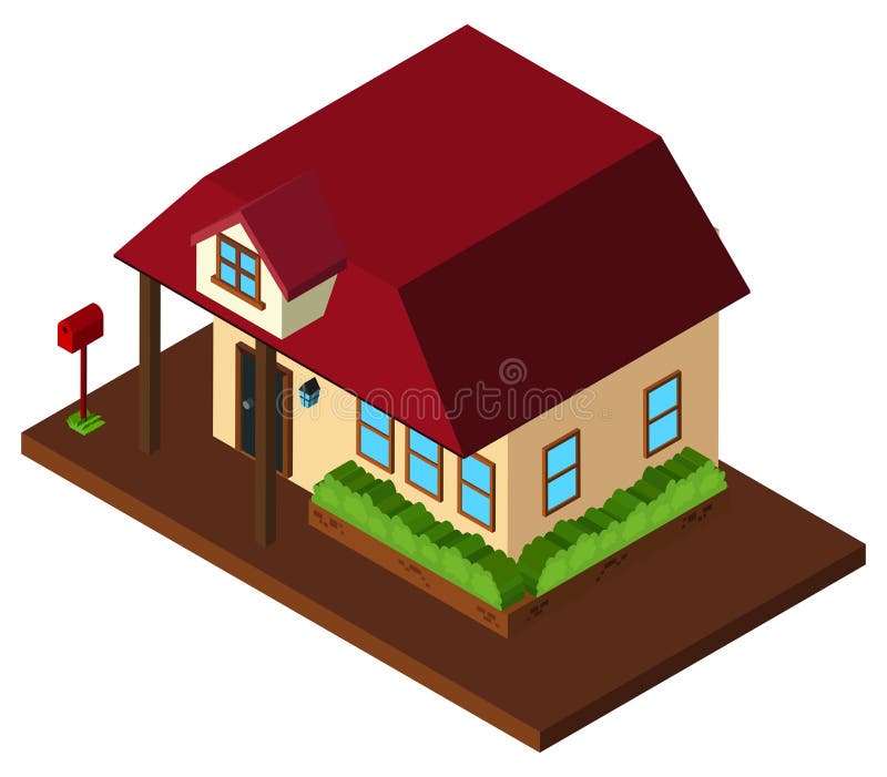 3D Design for with Red Roof Stock Vector - Illustration of view, path ...