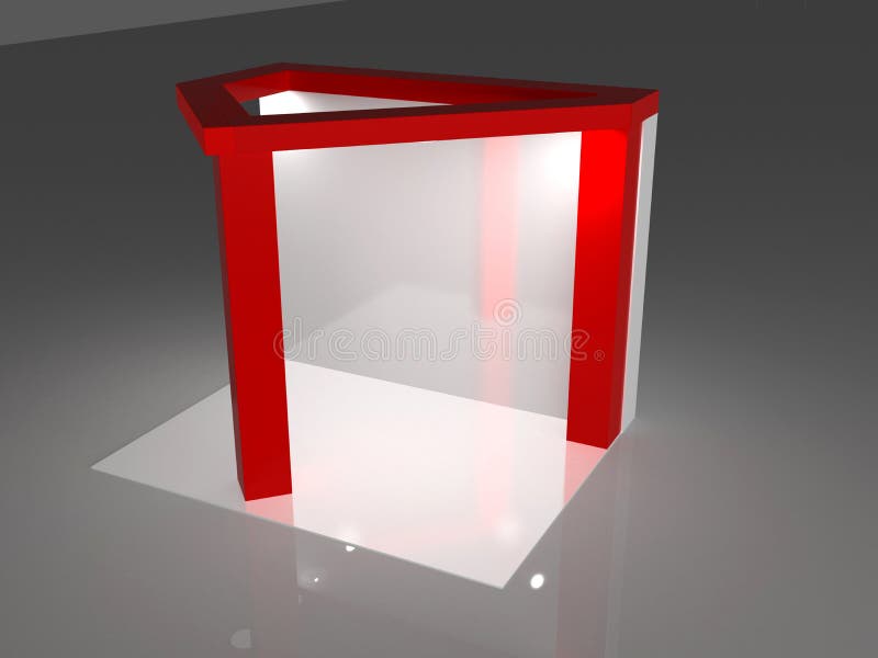 3d Render of Modern Red Exhibition Stand. Stock Illustration ...