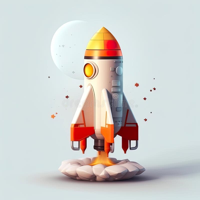 Cute Cartoon Rocket Ship Launching Space Stock Photos - Free & Royalty ...