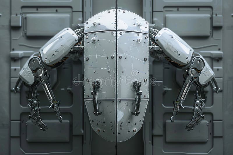 A 3D Design of a Shield with Robotic Arms that Deploy when Needed Stock ...