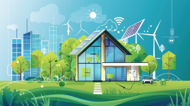 3d Design of a Smart Eco House. Stock Illustration - Illustration of ...