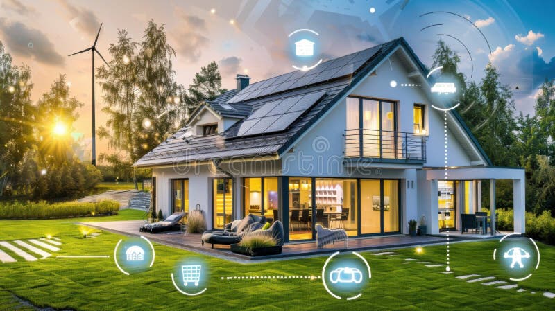 3d Design of a Smart Eco House. Stock Photo - Image of environment ...