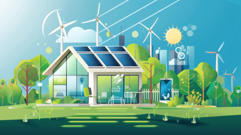 3d Design of a Smart Eco House. Stock Illustration - Illustration of ...