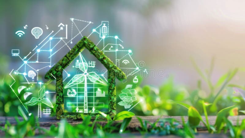 3d Design of a Smart Eco House. Stock Illustration - Illustration of ...