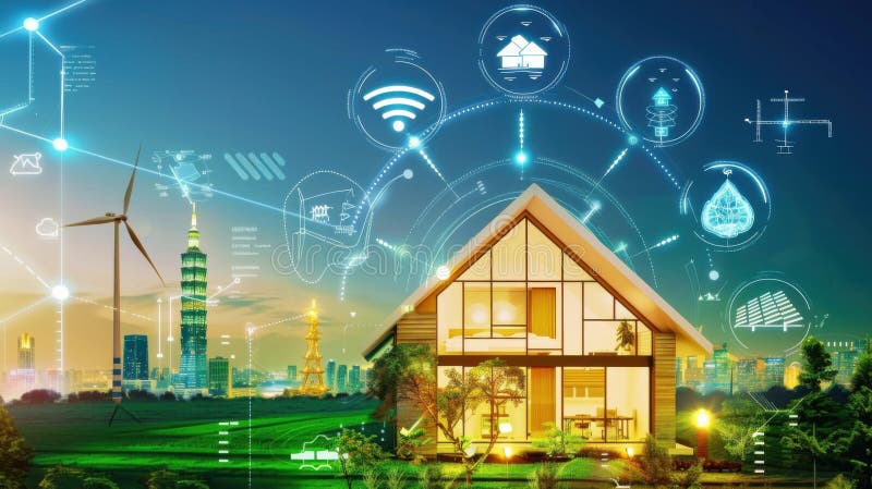 3d Design of a Smart Eco House. Stock Illustration - Illustration of ...