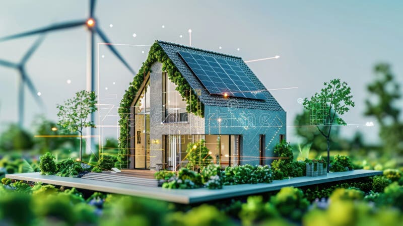 3d Design of a Smart Eco House. Stock Illustration - Illustration of ...