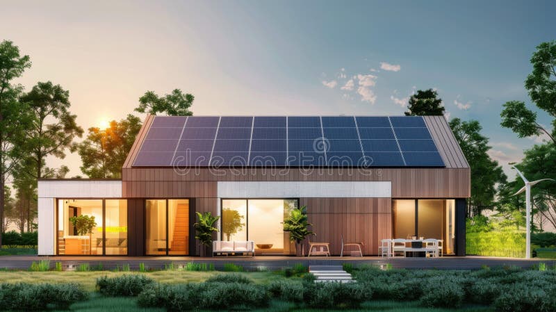 3d Design of a Smart Eco House. Stock Image - Image of electricity ...