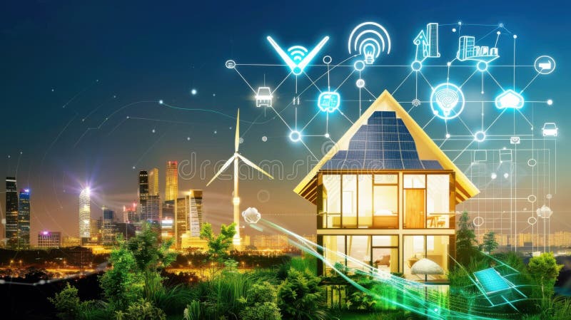 3d Design of a Smart Eco House. Stock Illustration - Illustration of ...