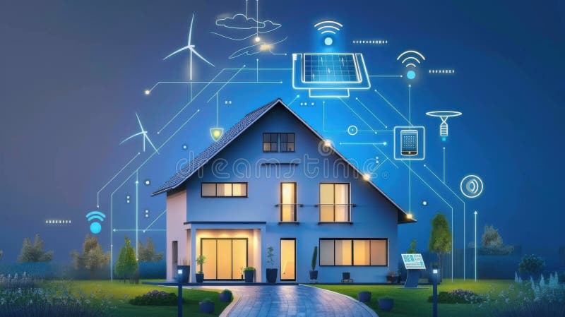 3d Design of a Smart Eco House. Stock Illustration - Illustration of ...