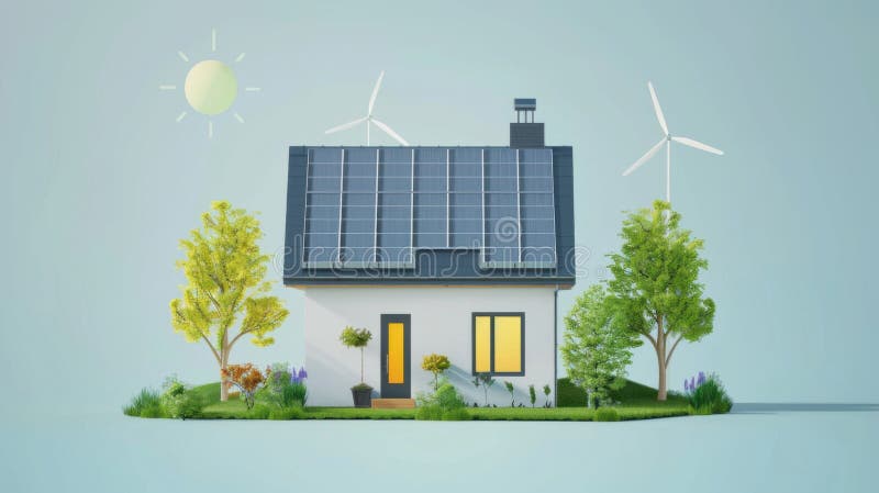 3d Design of a Smart Eco House. Stock Illustration - Illustration of ...