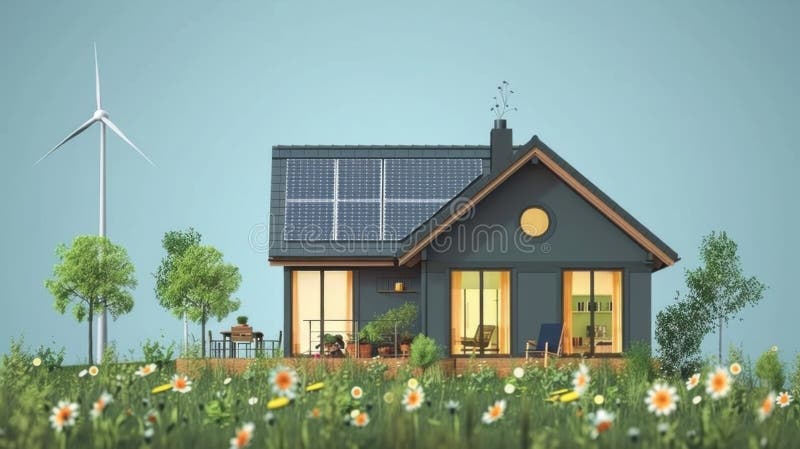 3d Design of a Smart Eco House. Stock Illustration - Illustration of ...