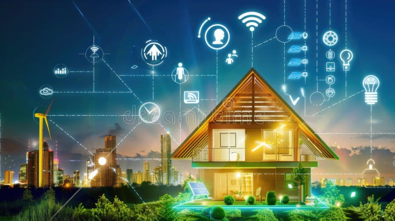 3d Design of a Smart Eco House. Stock Illustration - Illustration of ...