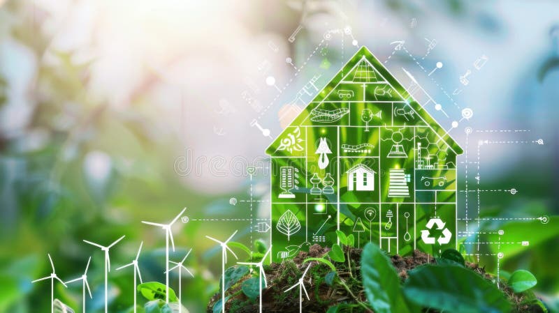 3d Design of a Smart Eco House. Stock Illustration - Illustration of ...