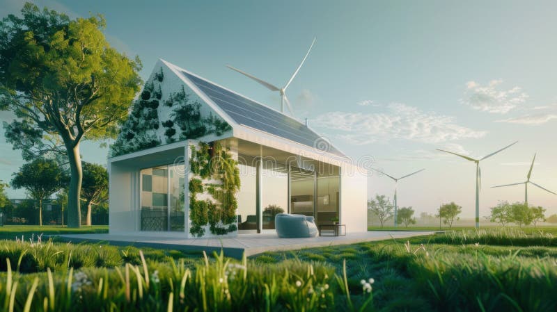 3d Design of a Smart Eco House. Stock Illustration - Illustration of ...