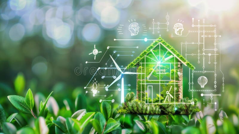 3d Design of a Smart Eco House. Stock Illustration - Illustration of ...