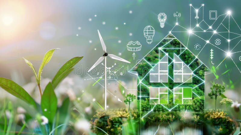 3d Design of a Smart Eco House. Stock Illustration - Illustration of ...