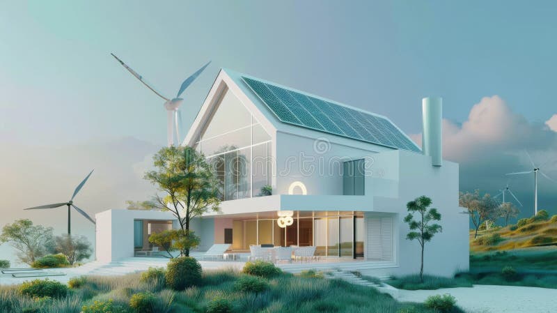 3d Design of a Smart Eco House. Stock Illustration - Illustration of ...