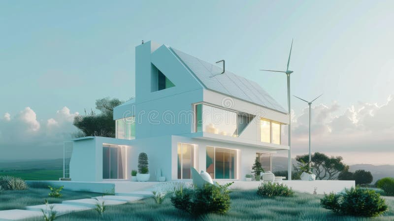 3d Design of a Smart Eco House. Stock Illustration - Illustration of ...