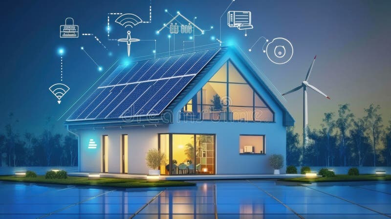 3d Design of a Smart Eco House. Stock Illustration - Illustration of ...