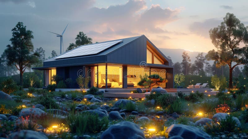 3d Design of a Smart Eco House. Stock Illustration - Illustration of ...