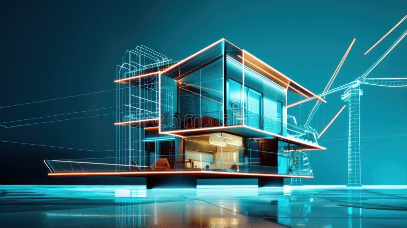 3d Design of a Smart Eco House. Stock Illustration - Illustration of ...