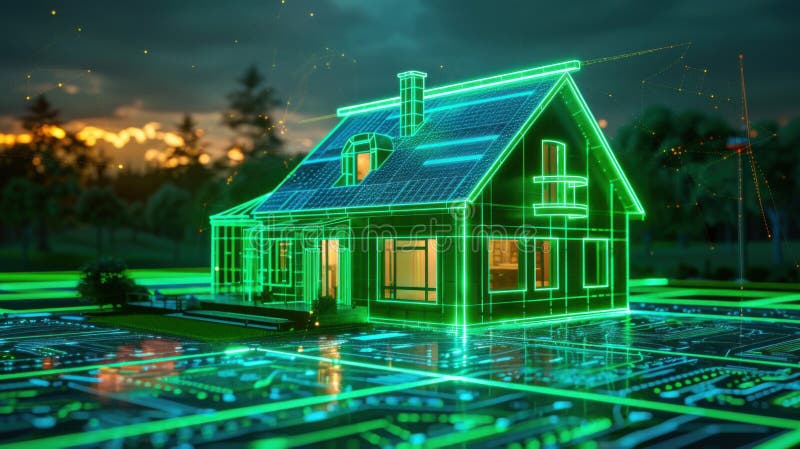 3d Design of a Smart Eco House. Stock Illustration - Illustration of ...
