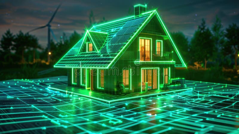 3d Design of a Smart Eco House. Stock Illustration - Illustration of ...