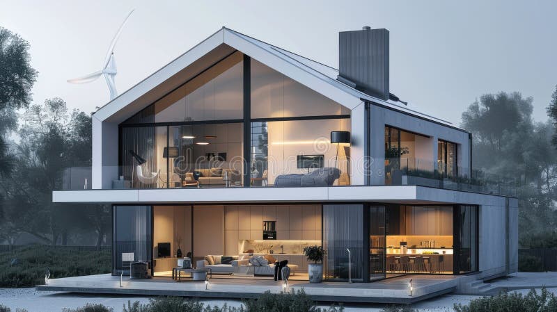 3d Design of a Smart Eco House. Stock Illustration - Illustration of ...