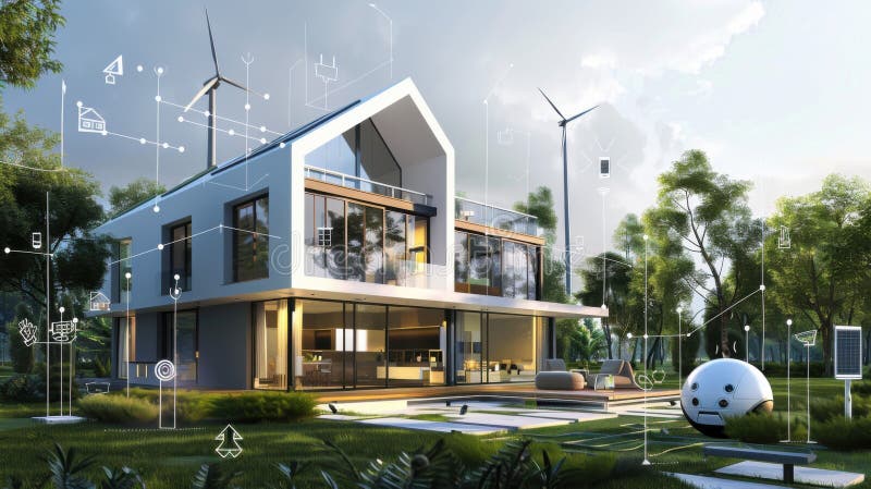 3d Design of a Smart Eco House. Stock Photo - Image of background ...