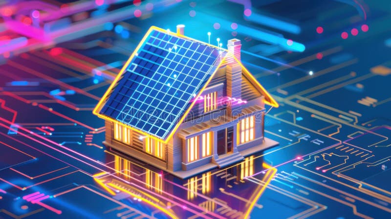 3d Design of a Smart Eco House. Stock Illustration - Illustration of ...