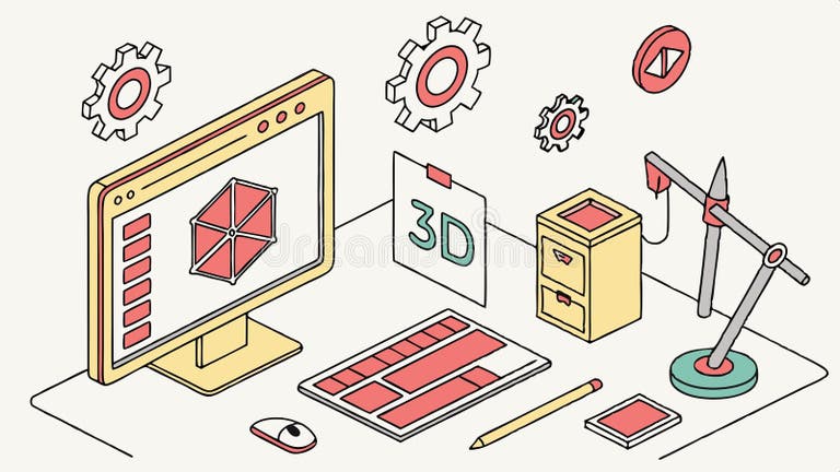 3D Design Software Interface, Computer Graphics, Rendering Tools ...